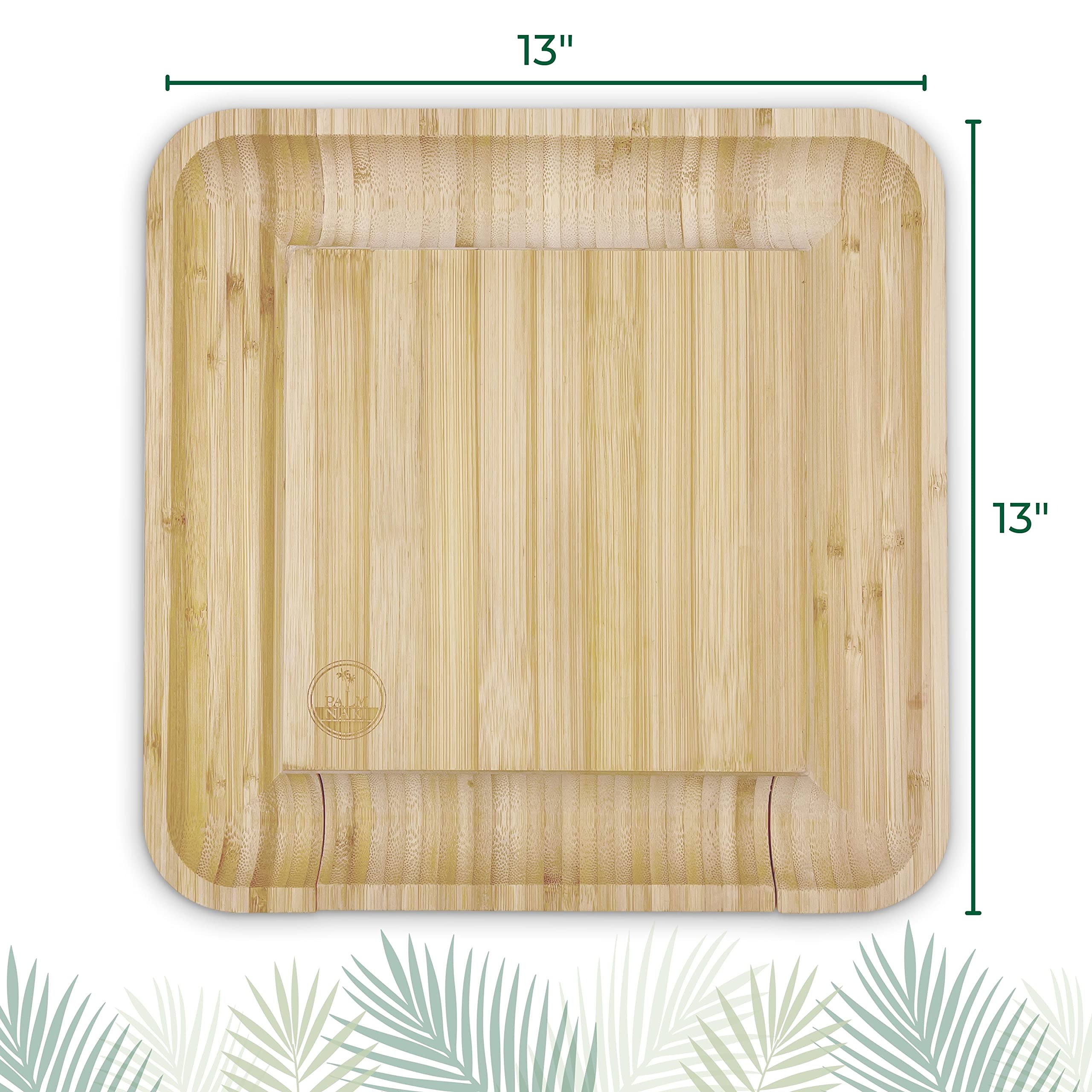 Bamboo Cheese Board and 4 Knives Set - Charcuterie Board with Knives, 13” Large Charcuterie Platter and Serving Tray, Housewarming Gift, and Wedding Gift