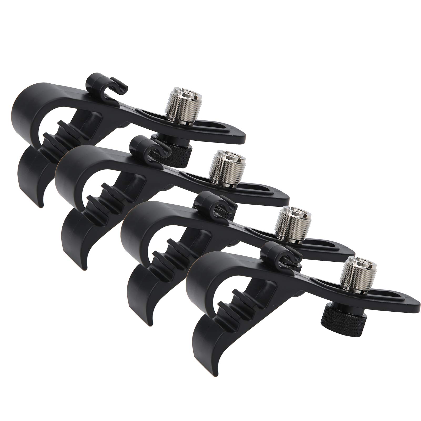 AYNEFY 4Pcs Drum Microphone Clip Shockproof Securing Clamp Holder Musical Instrument Supplies Shockproof Drum Rim Microphone Clip for Microphone Clamps Holder with Groove Gear