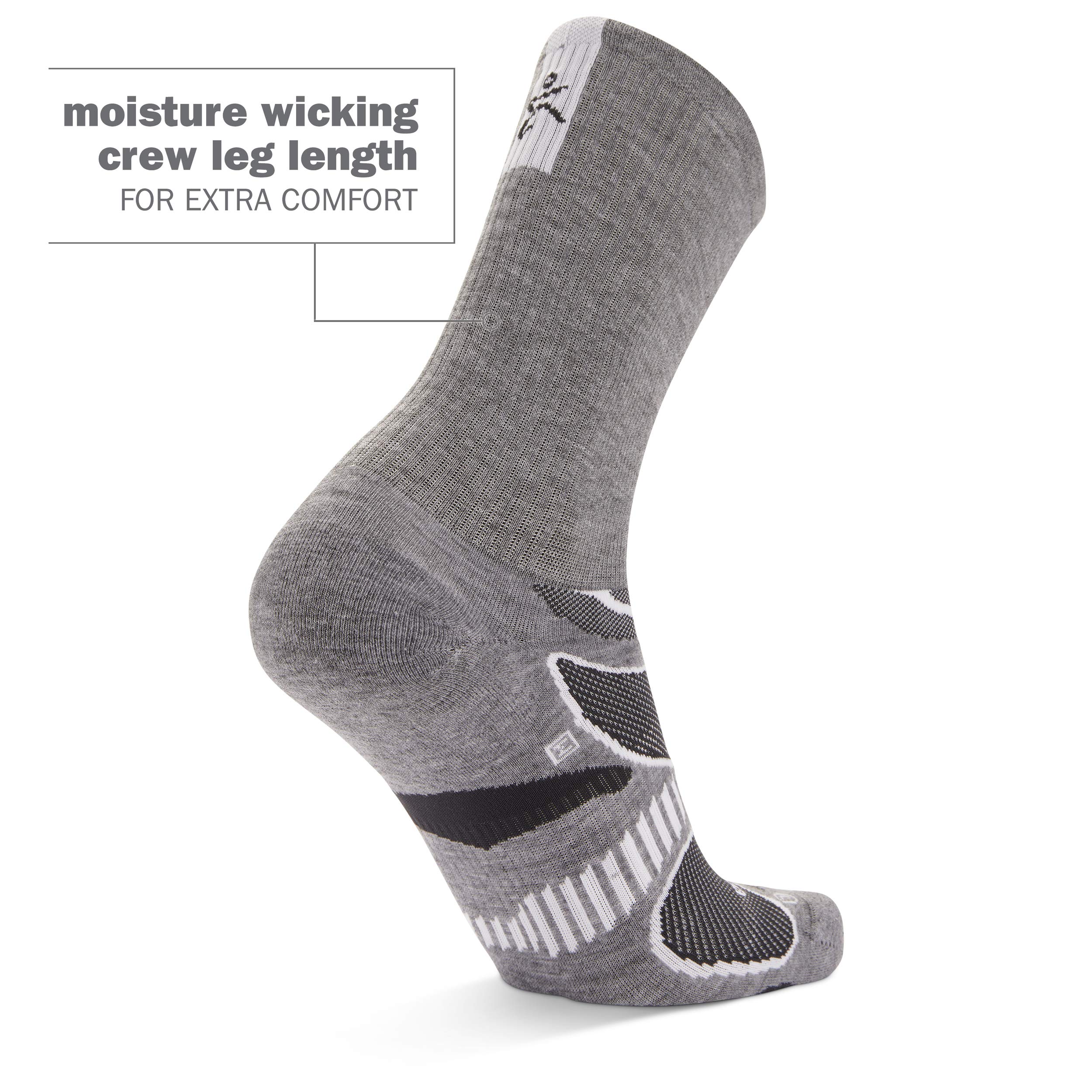 Balega Ultralight Lightweight Performance Crew Athletic Running Socks for Men and Women (1 Pair), Grey/White, XL