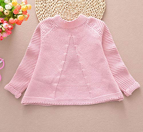 Willow Dance Toddler Baby Girls Autumn Winter Clothes Button Knitted Sweater Cardigan Cloak Warm Thick Coat (Pink, 6-7 Years)