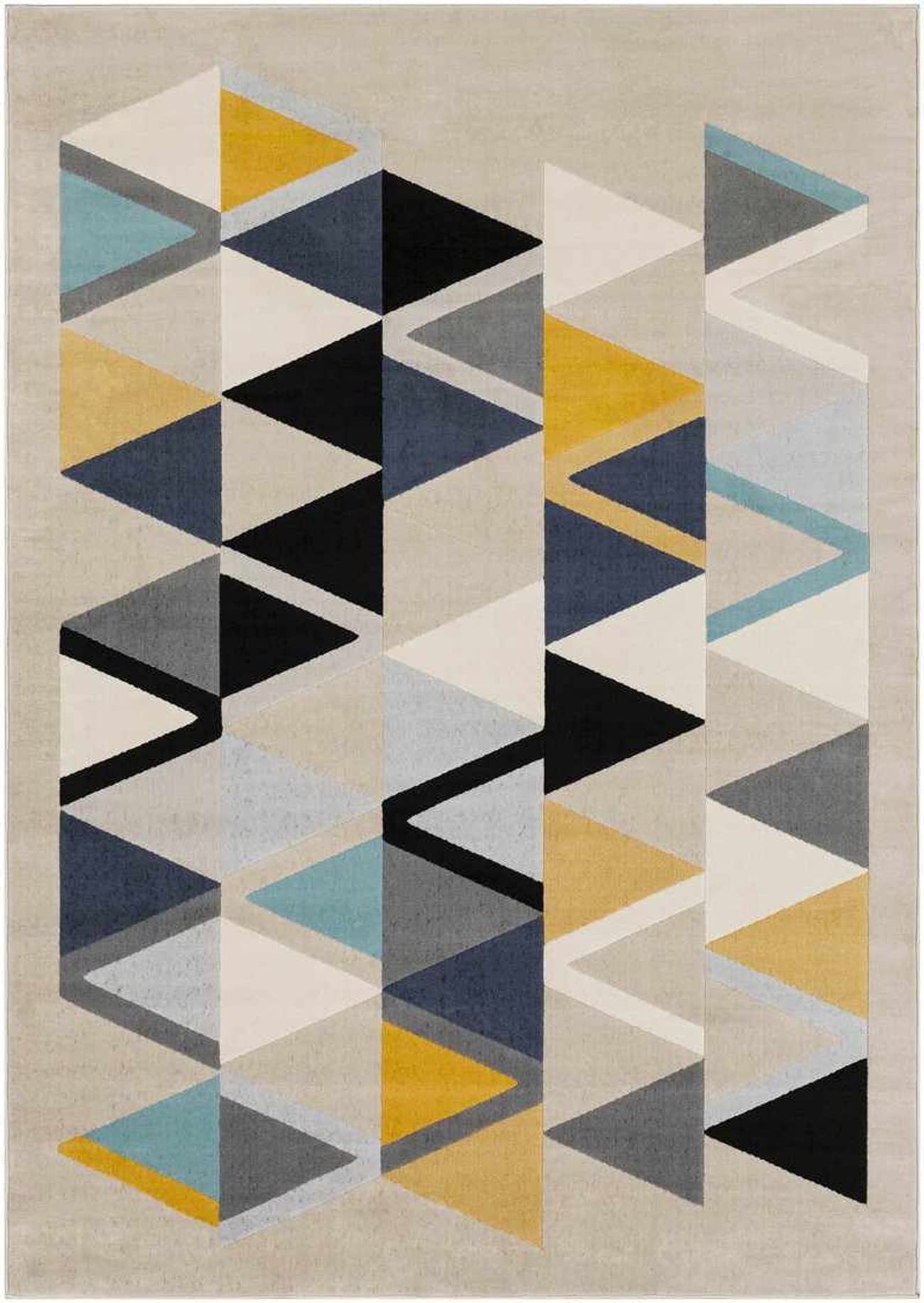 Mark&Day Area Rugs, 4x6 Domwier Modern Mustard Area Rug, Aqua Beige Black Carpet for Living Room, Bedroom or Kitchen (3'11" x 5'7")