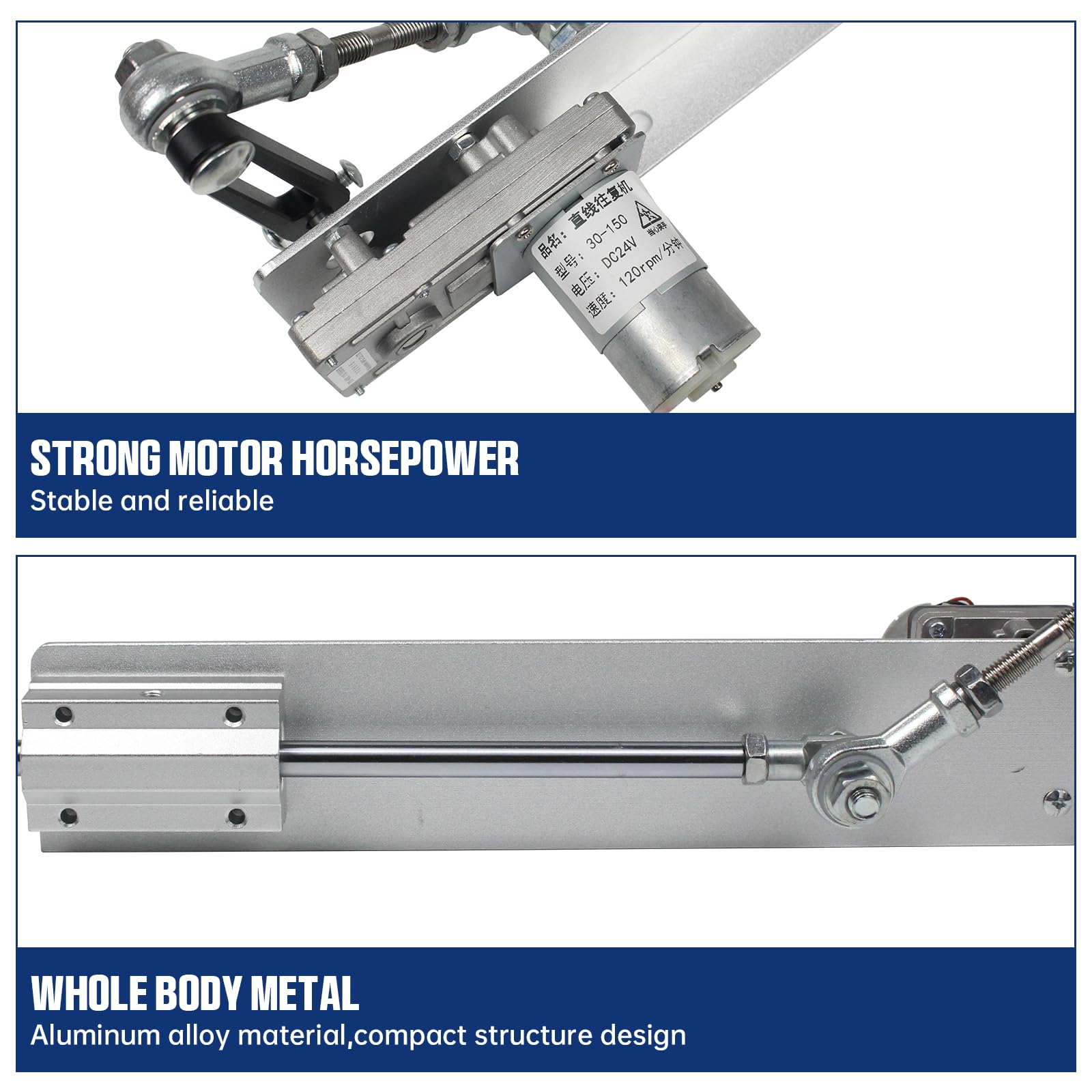 CNCTOPBAOS Reciprocating Linear Actuator Stroke 6 Inch 1.18"-6",Adjustable Telescopic Rocker Arm Mechanism Gear Motor DC24V Speed Regulation Adapter 120RPM 3-15CM