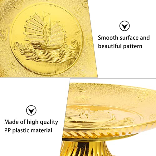 BESPORTBLE Golden Fruit Dish 2 Pcs Buddhist Offering Plates Sacrificial Fruit Tray Tribute Food Bowls Dish Religious Blessing Snack Tray Aromatherapy Tray for Altar Rituals Supplies Offering Bowls