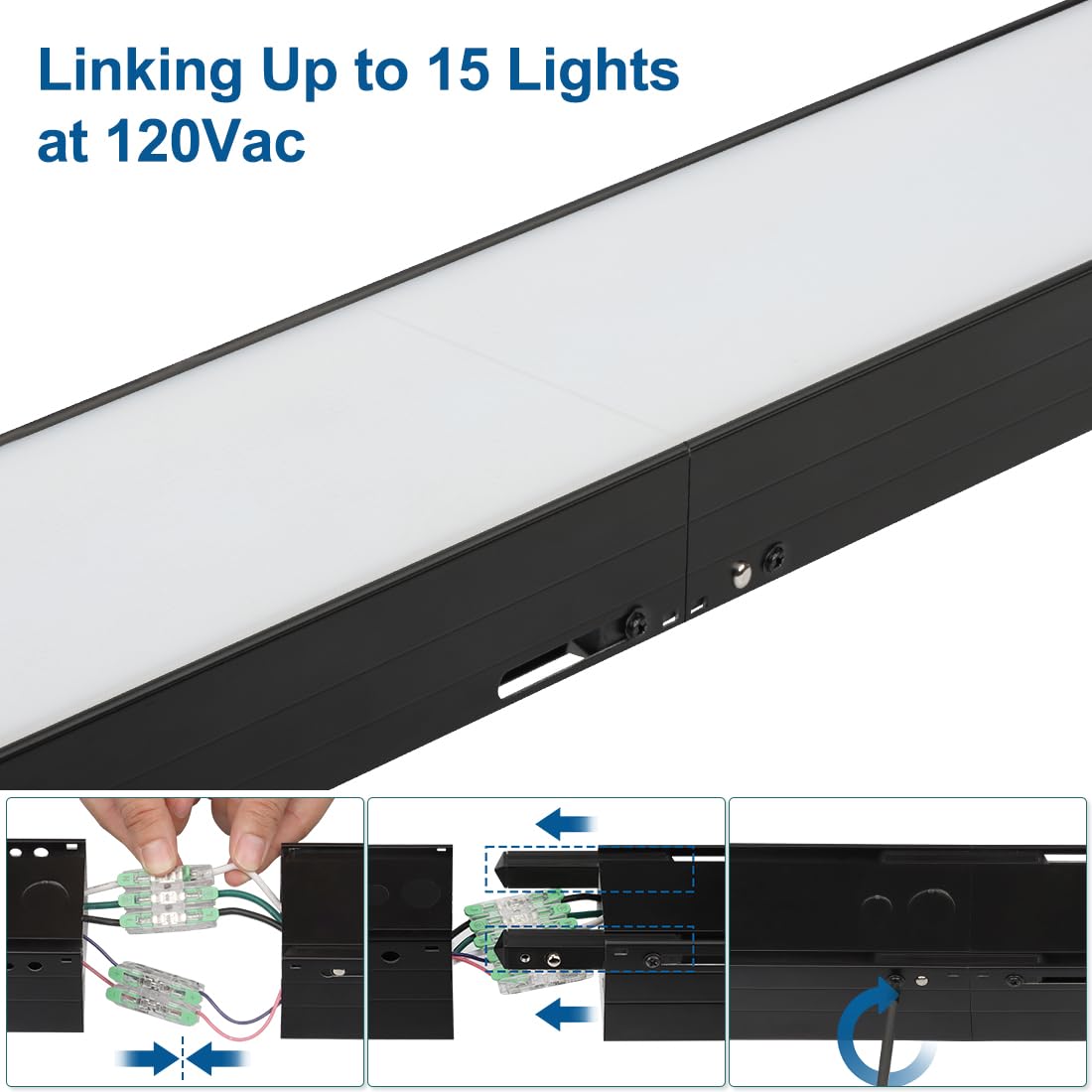DAKASON 4FT Linkable LED Linear Light, 40W Shop Light for Garage Ceiling, Commercial Linear Lighting Fixture for Office, 4’ LED Tube Light for Warehouse, 3CCT, Dimmable 1Pack