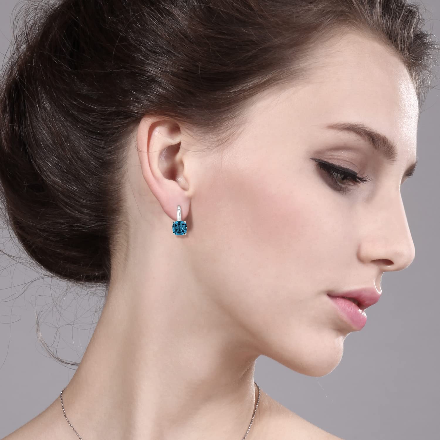 Gem Stone King 5.48 Cttw Natural Genuine London Blue Topaz Earrings In 925 Sterling Silver | Gemstone Birthstone | Cushion Cut 8MM | Dangle Earrings For Women