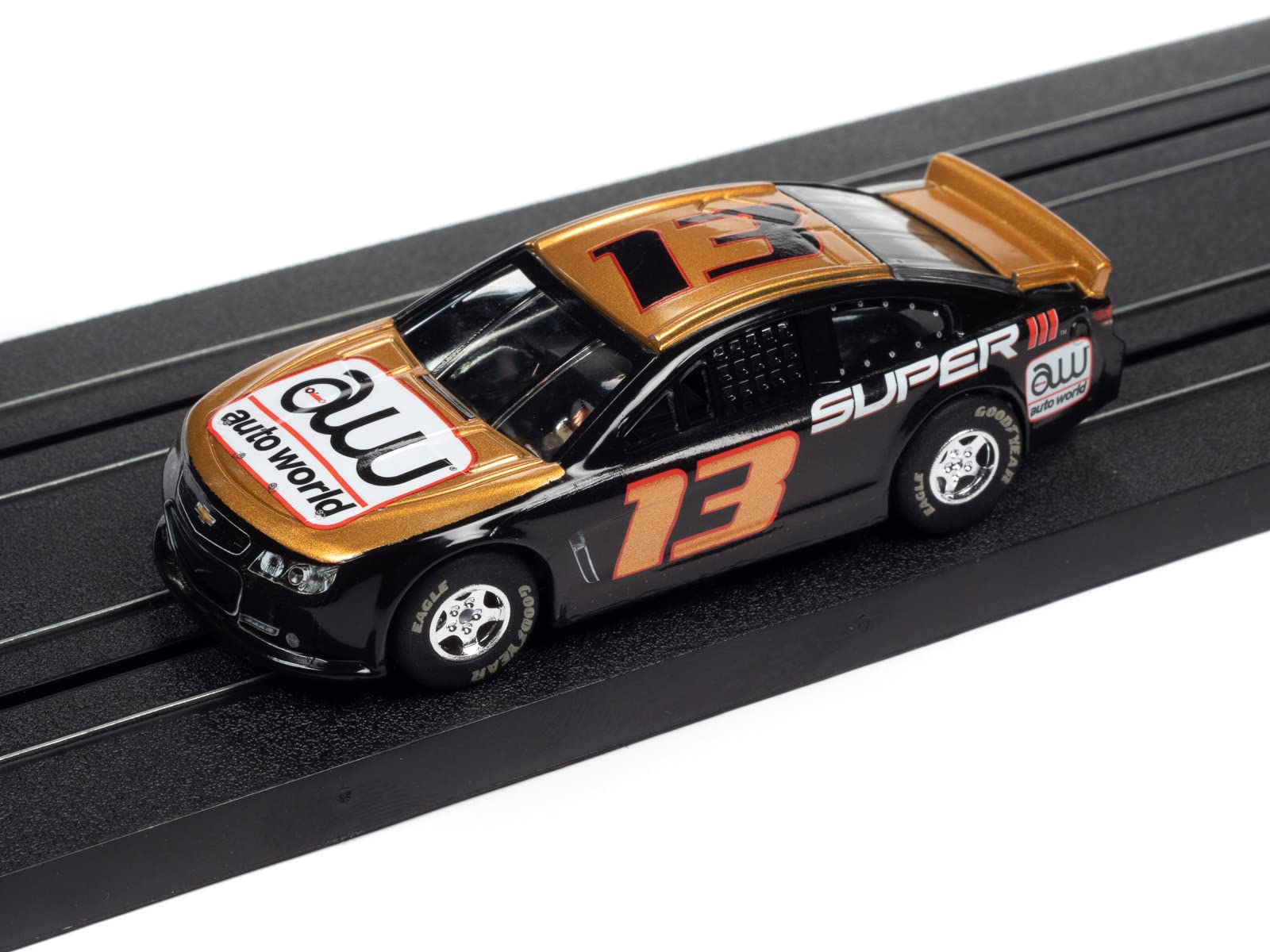 Auto World Super III 2015 Chevy SS Stock Car (Black/Gold) HO Scale Slot Car