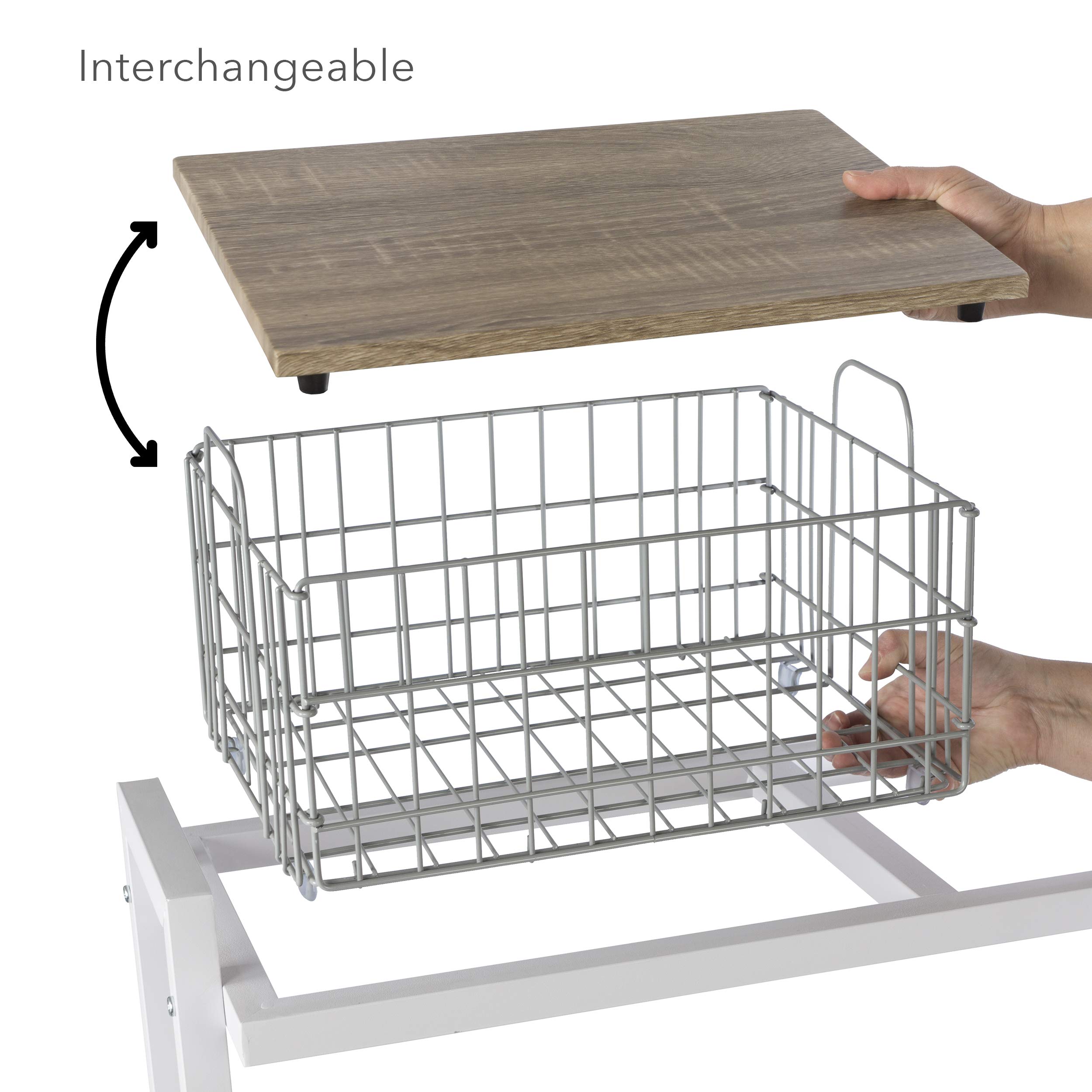 Atlantic Tabletop Wire Storage Basket, Heavy-Gauge Powder-Coated Metal Wire Construction, Stackable for Easy Expansion, Collapsible & Foldable, Non-Slip Feet, Plastic Liner, PN 23308041 β Gray