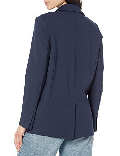 Amazon Essentials Women's Relaxed-Fit Soft Ponte Blazer, Navy, Large