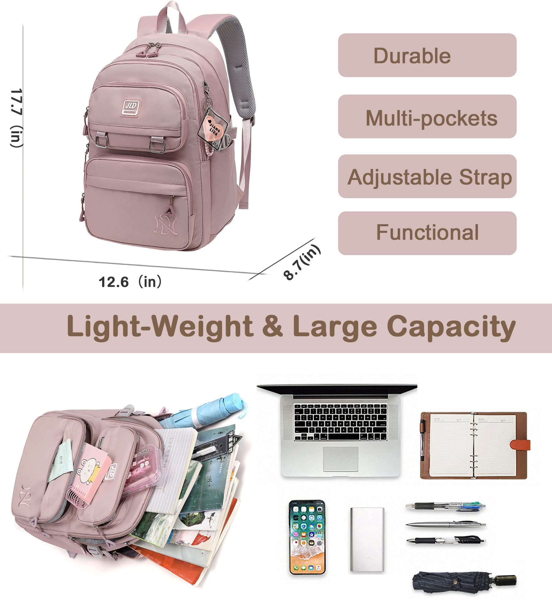 BASICPOWER School Backpack for Girls Boys, Laptop Backpack Middle High School Student Bookbag for Teens