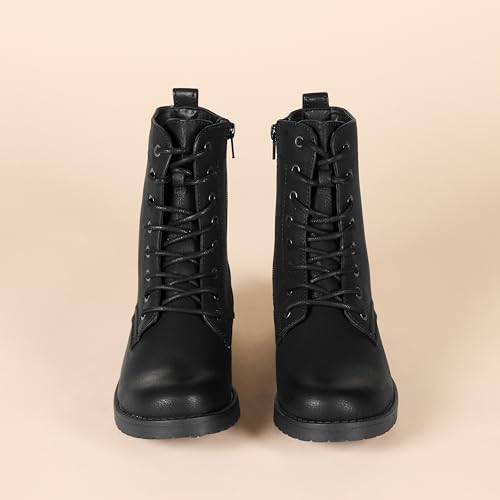 Amazon Essentials Women's Lace-Up Combat Boot, Black, 7