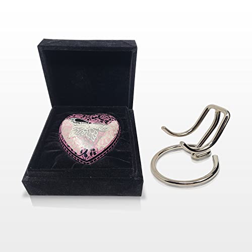 Butterfly Heart Urn - Pink Heart Keepsake Urn with Stand & Box - Small Pink Butterfly Urn for Human Ashes - Honor Your Loved One with Mini Pink Urn Heart Shaped - Perfect for Adults & Infants