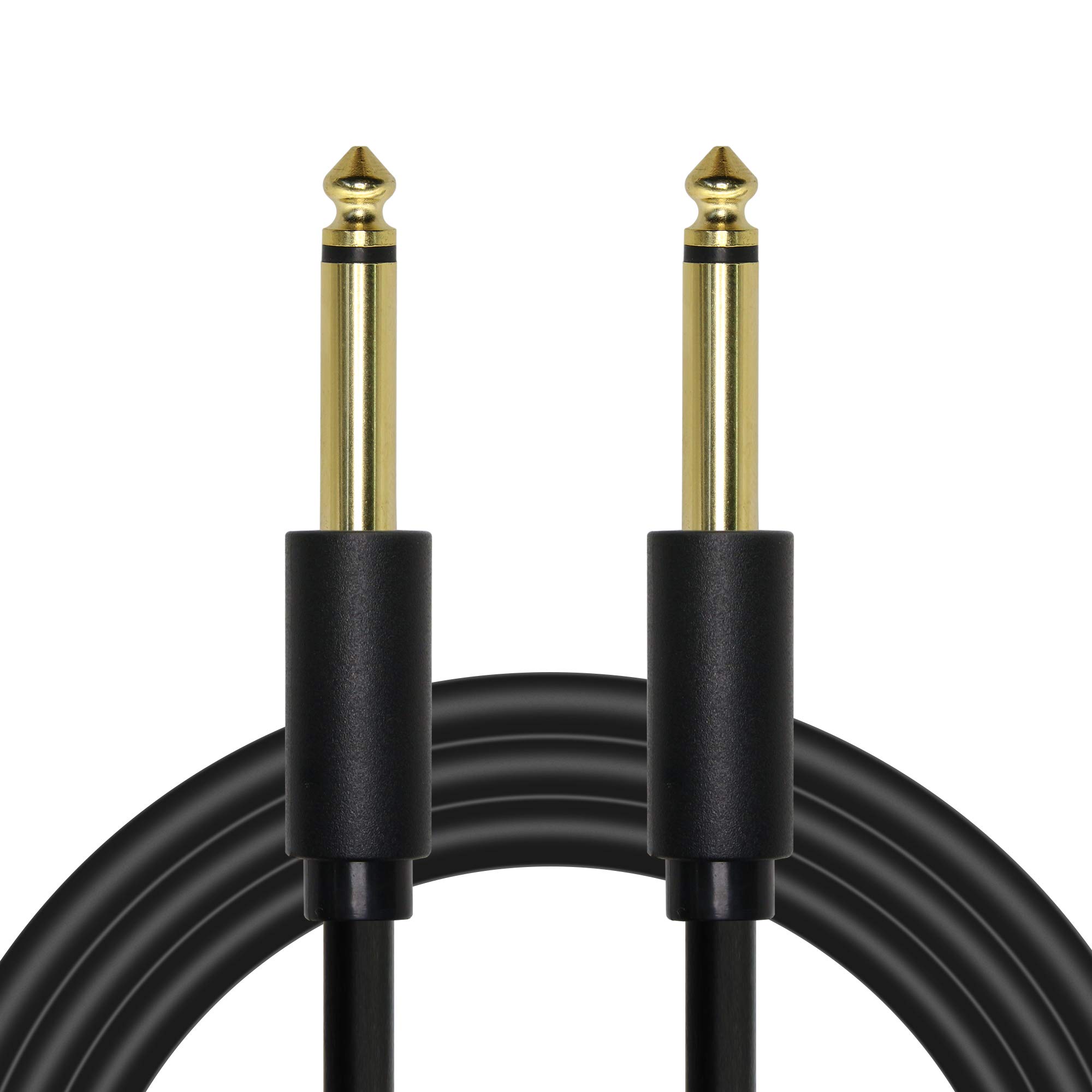 GINTOOYUN 6.35mm Mono Guitar Instrument Cable,Straight 1/4 TS Male to Straght 1/4 TS Male Unbalanced Patch Cords,for Electric Bass Guitar,Amplifier Speaker,Line-Level Audio etc (Black-3m/10ft)