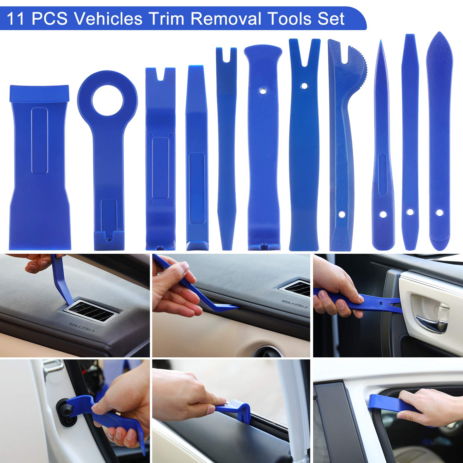 Avolare 194Pcs Trim Removal Tool Kit, Car Removal Tool Set for Trim Door Panel Audio Dash Window, Auto Clip Pliers Fastener Remover Pry Tool Kit, Car Upholstery Removal Tool with Storage Bag, Blue