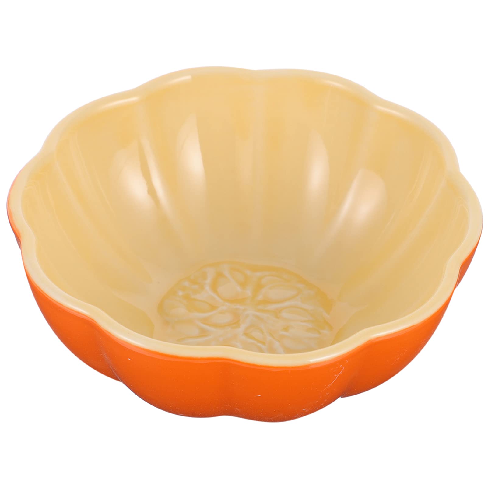 BESPORTBLE Pumpkin Shaped Bowl Ceramic Salad Bowl Decorative Porcelain Serving Bowl for Soup Pasta Dessert Snack Fruits Kids Food