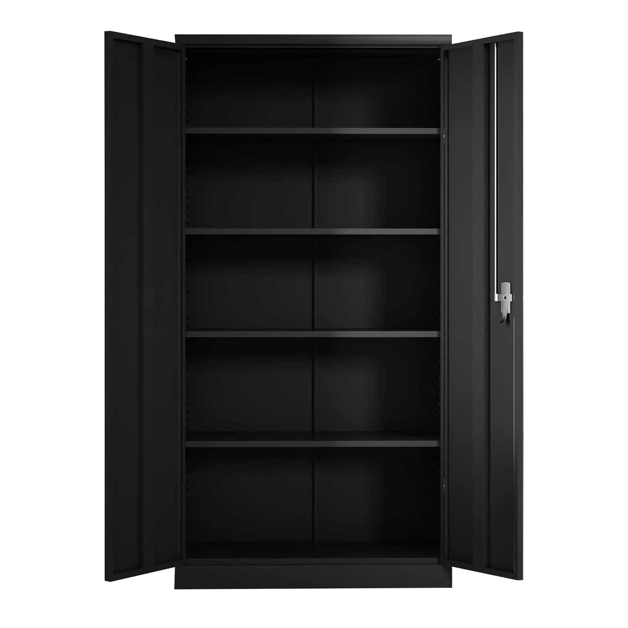 Aobabo 72 Inch Tall 2 Door Durable Locking Metal Storage Cabinet Organizer with 4 Adjustable Shelves and 2 Keys for Garages and Offices, Black