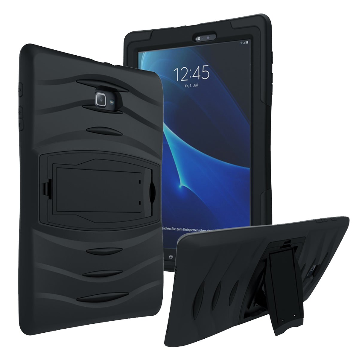 KIQ Armor Series Galaxy Tab A 8.0 2015 Case T350, Rugged Full-Body Drop Protection Tablet Case Cover Kickstand for Samsung Galaxy Tab A 8" SM-T350 SM-T355 - Black