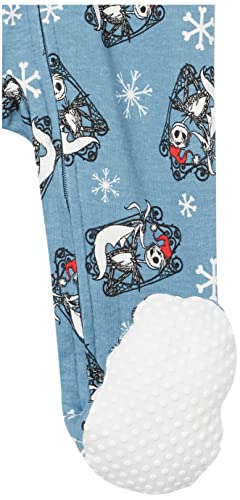 Amazon Essentials Disney | Marvel | Star Wars Unisex Babies' Snug-Fit Cotton Pajama Sleepwear Sets, Nightmare Santa Jack - Sleep & Play, 0-3 Months