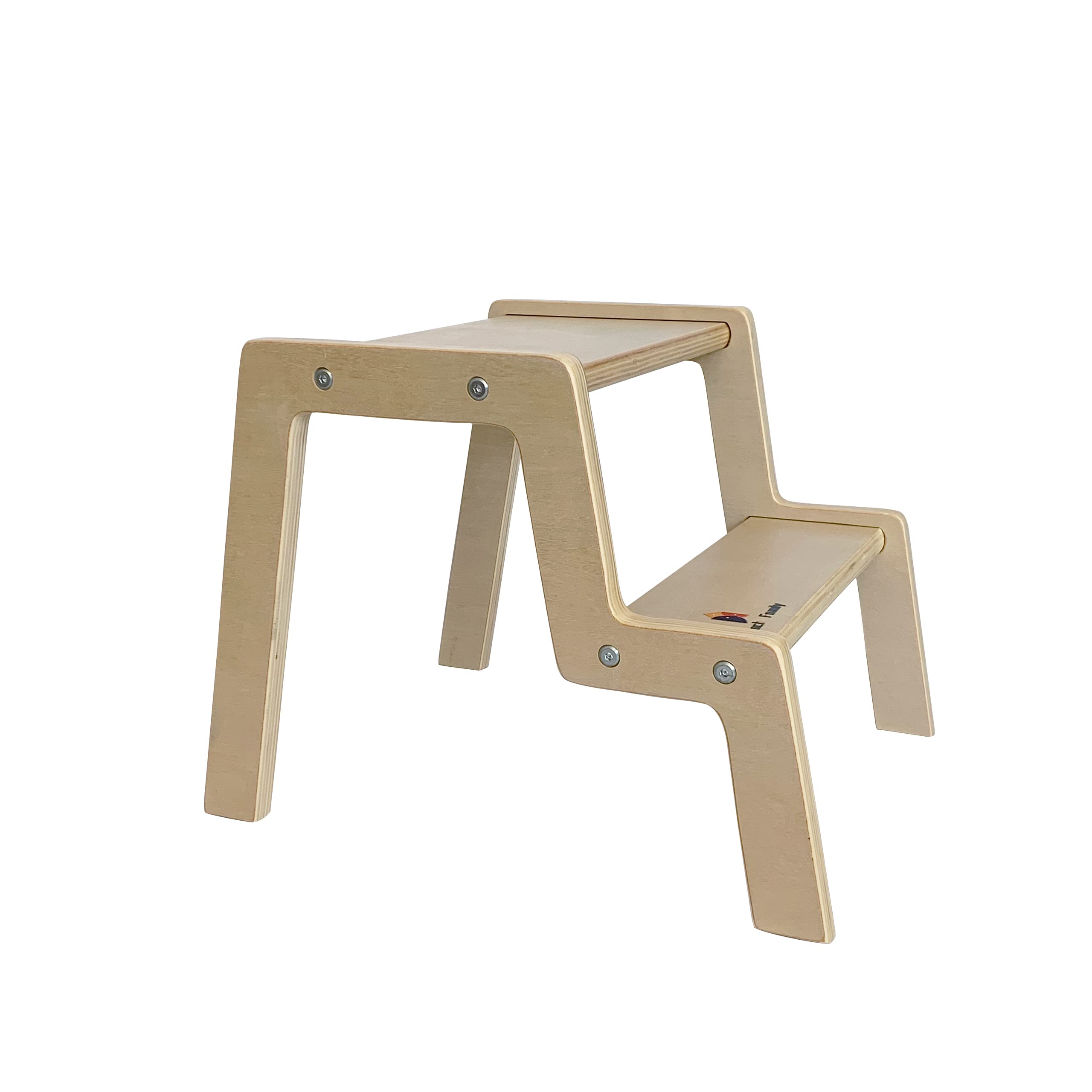 Damoch Family™ Wooden Toddler Step Stool for Kids,Two Step Children Potty Stool,Bathroom&Kitchen Non-Slip Dual Height (Grey+Natural)