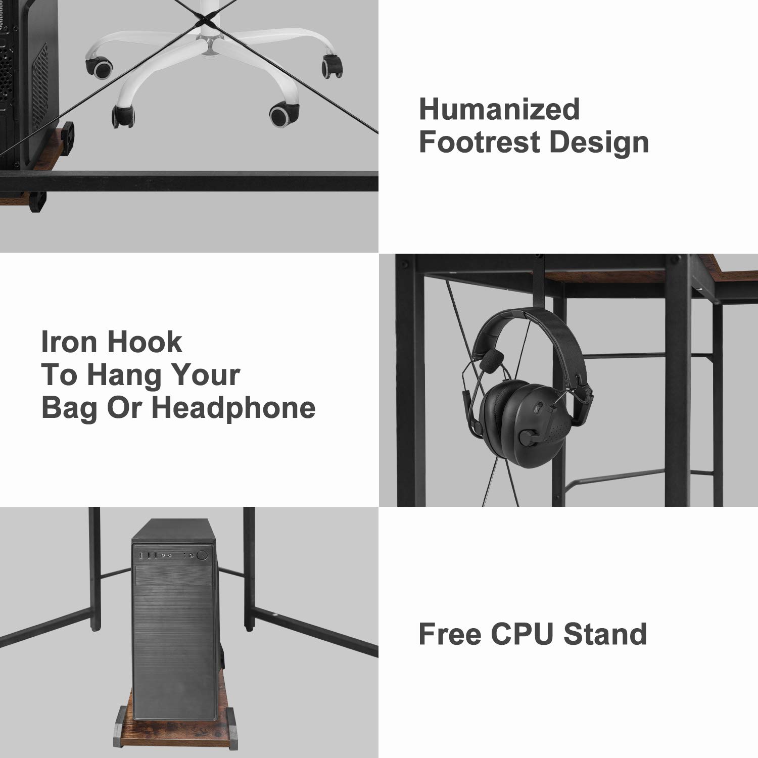 AuAg Modern 66.5ββ L-Shaped Home Office Desk, Larger Sturdy Computer PC Laptop Table, Corner Gaming Desk, Writing WorkstationDesk, Wooden Desk W/Monitor Stand