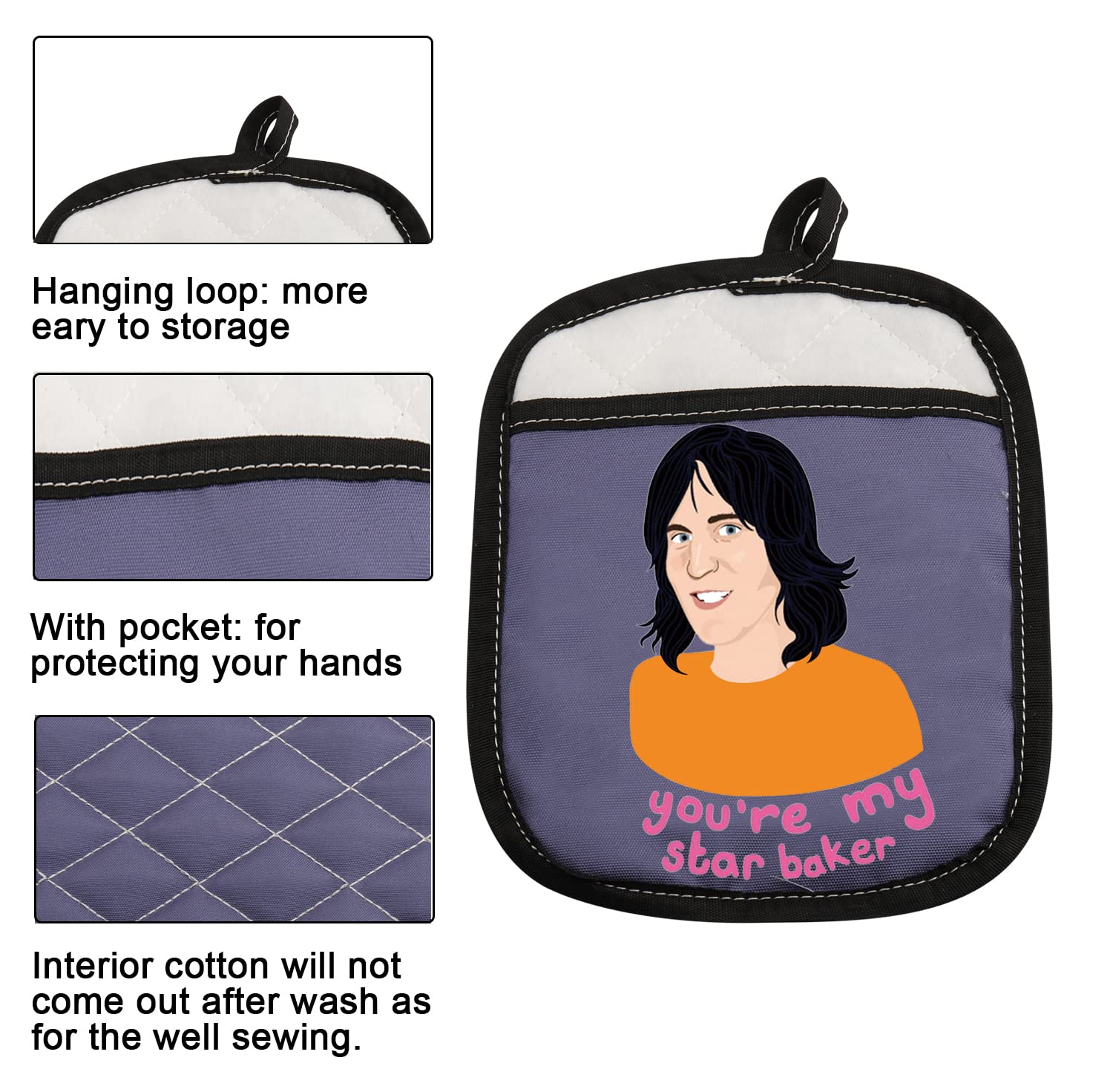 Baker Appreciation Gift for Friends Mom You are My Star Baker Oven Pads Pot Holder with Pocket (You're My Star Baker)