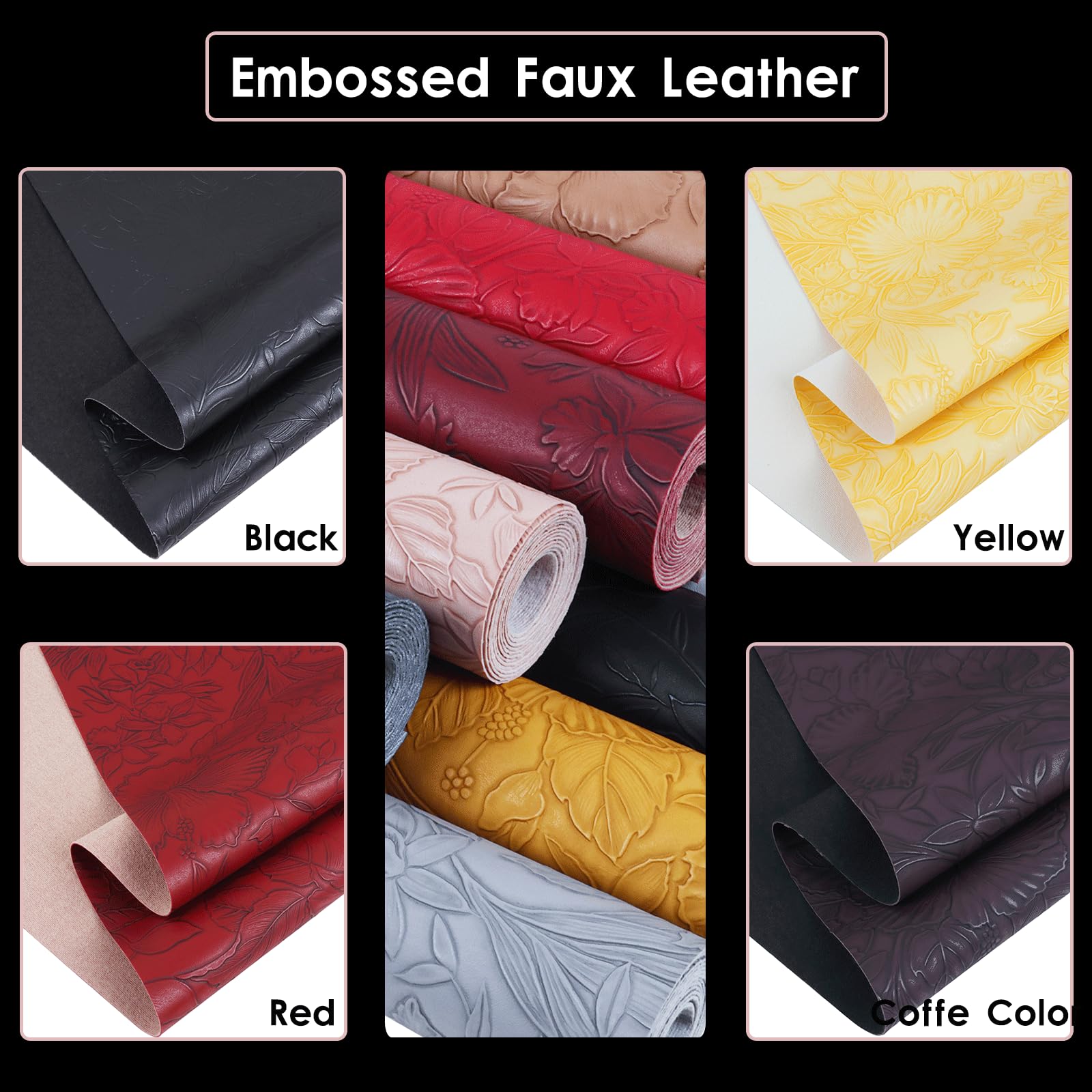 HGUAN Embossed Faux Leather Sheets 12"X52"(30cm X 133cm),Faux Leather Very Suitable for Making DIY Bow,Leather Earrings Sewing Crafts Projects (Wine Red)