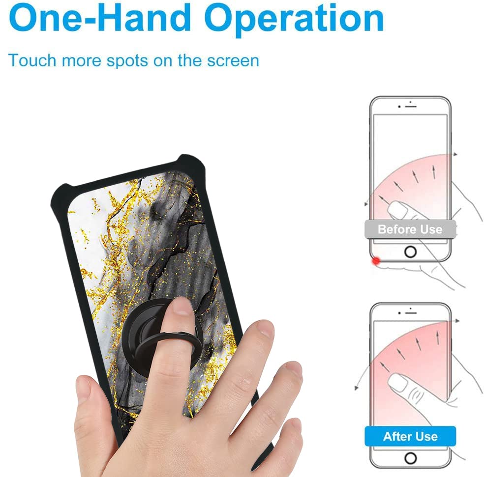 Boost Mobile Celero5G+ Plus Case Compatible with Celero 5G+ Plus Phone Case Cover [with Tempered Glass Screen Protector][Hard PC + Soft Silicone][Ring Support] [Gold Glitter+Luminous] JSH-HDL