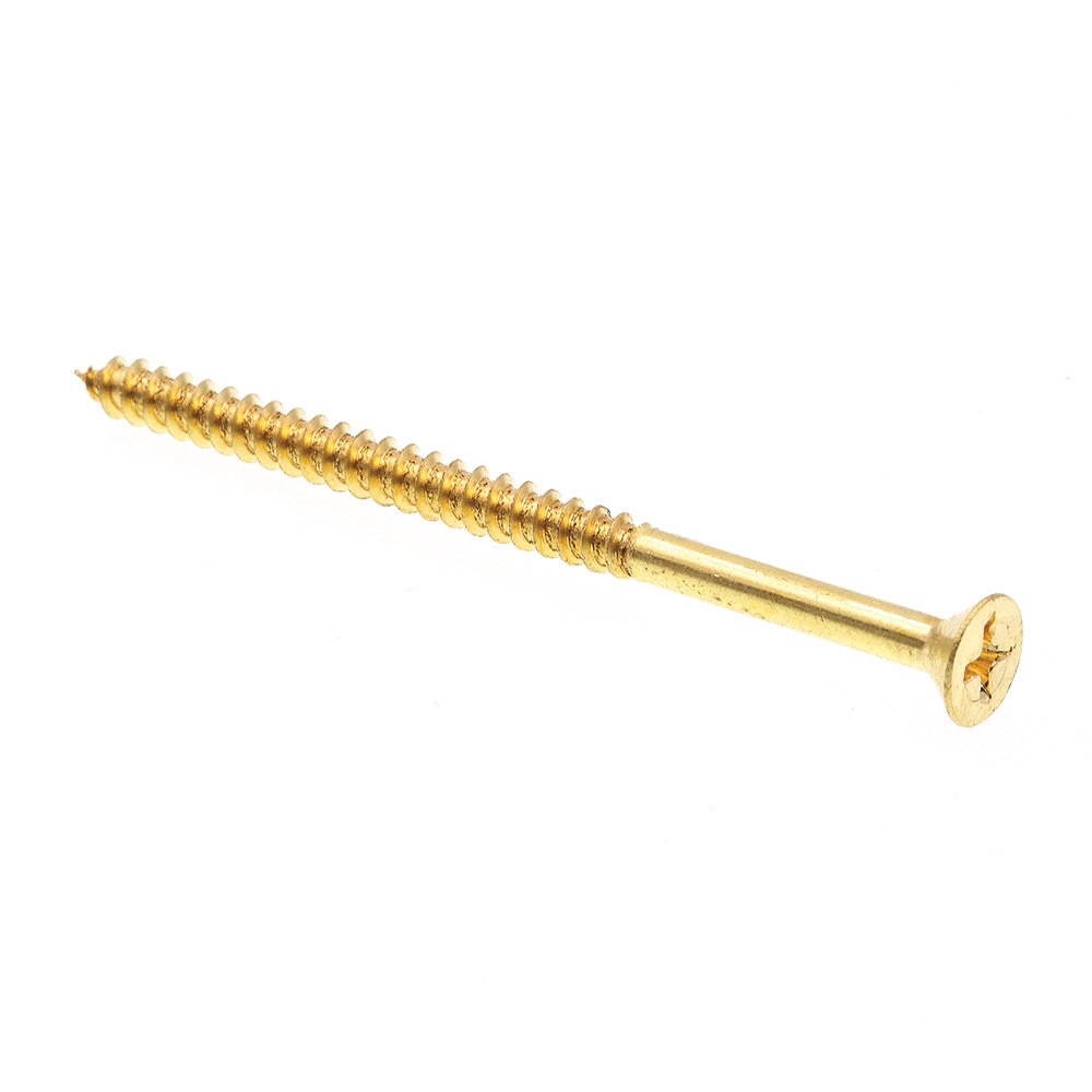 Prime-Line 9035928 Wood Screw, Flat Head Phillips, #10 X 3 in, Solid Brass, Pack of 25