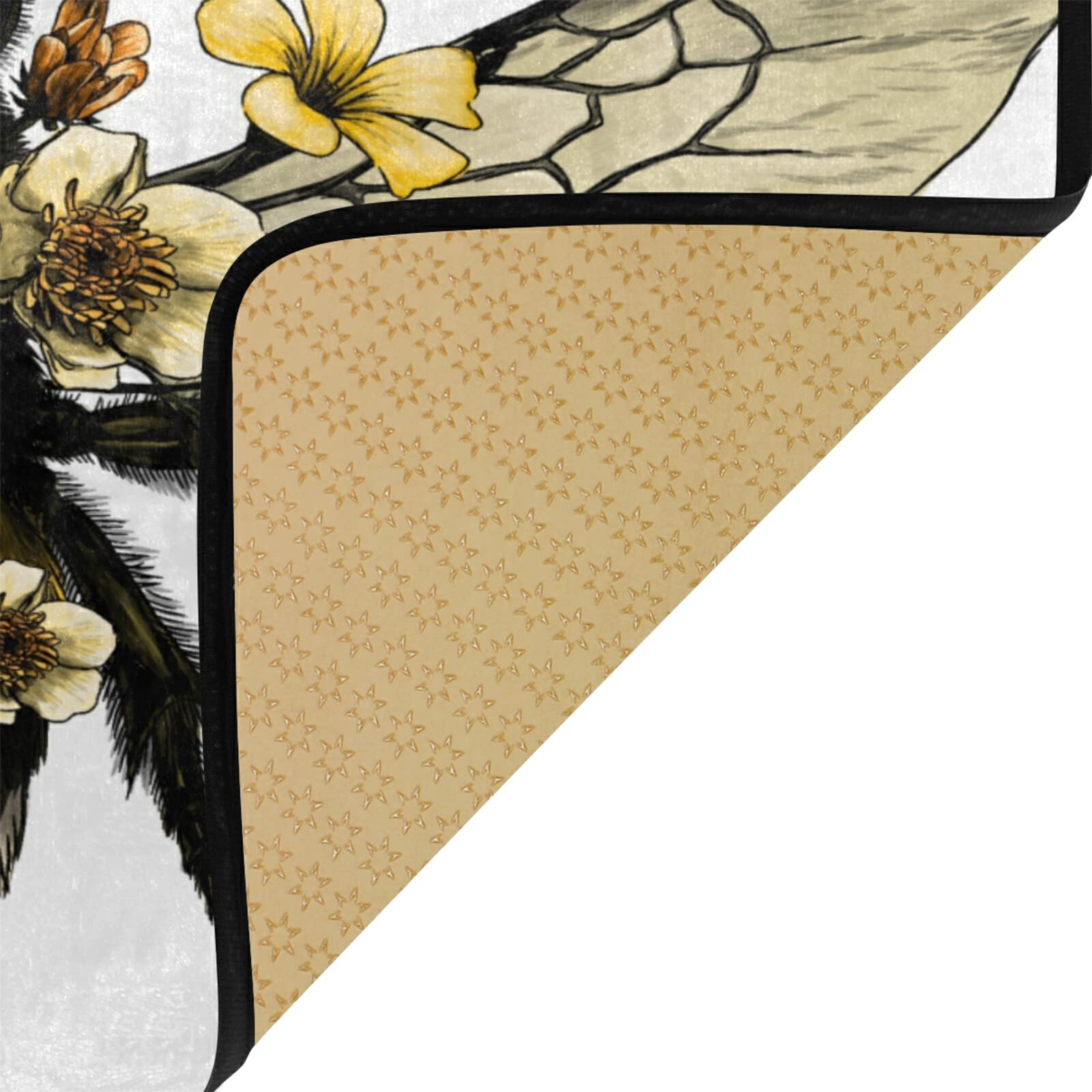 Bees Spring Kitchen Rugs Flowers Summer Bath Mat for Bathroom Absorbent Non Skid Washable Standing Floor Desk Mat Runner Carpet for Home Office Hallway Sink Stove Laundry 39X20 inches