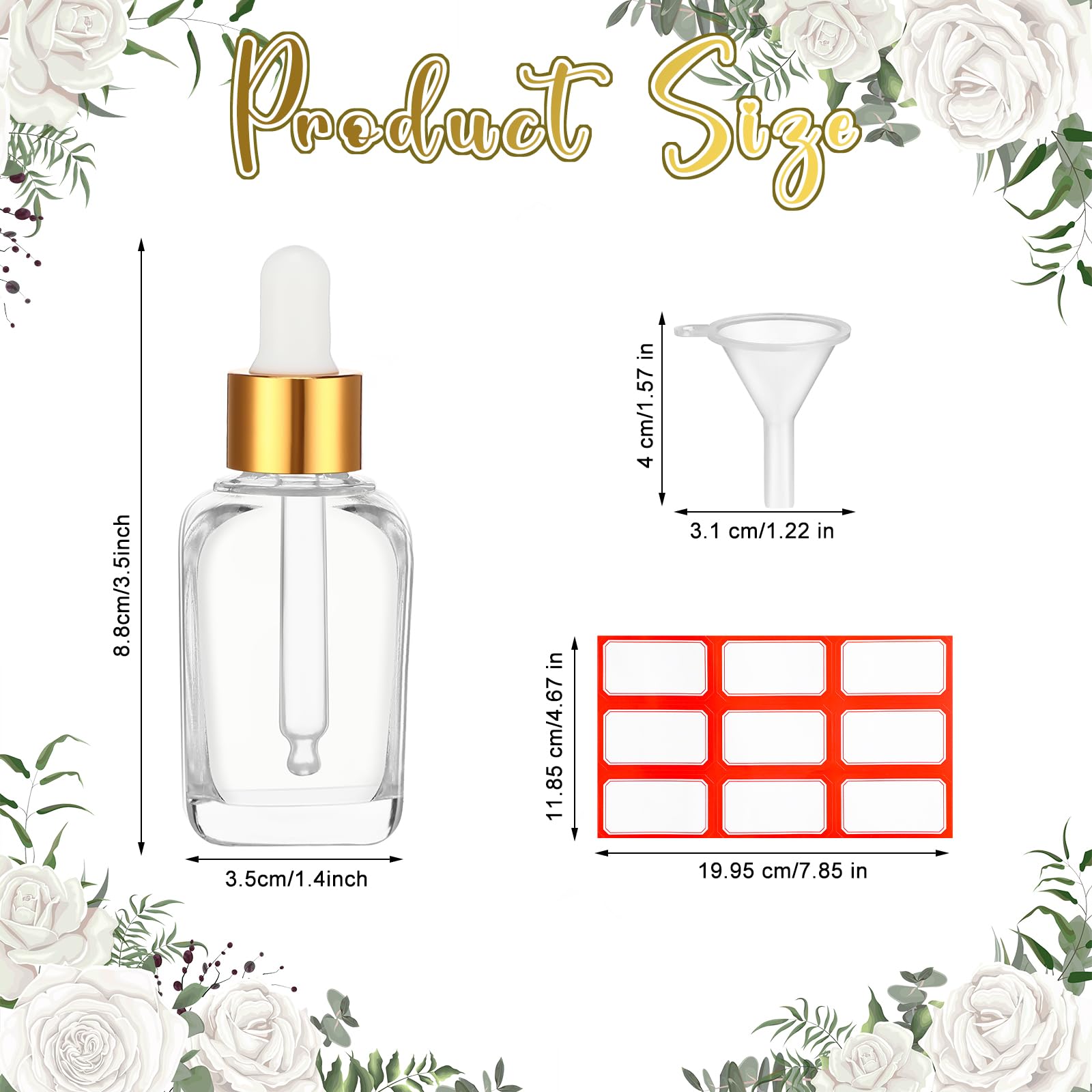 Dandat 100 Pcs 1 oz Square Dropper Bottle Clear Glass Tincture Bottles with Dropper Glass Dropper Bottle for Essential Oils, Liquids, DIY