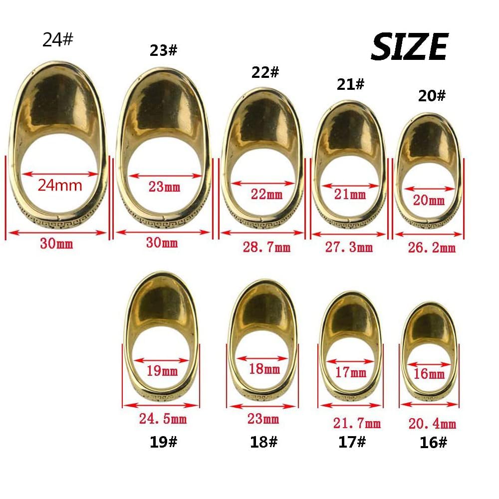 AMEYXGS Archery Thumb Ring Handmade Brass Finger Protector Thumb Protector Ring for Outdoor Archery Hunting Accessories Finger Tab (17#)
