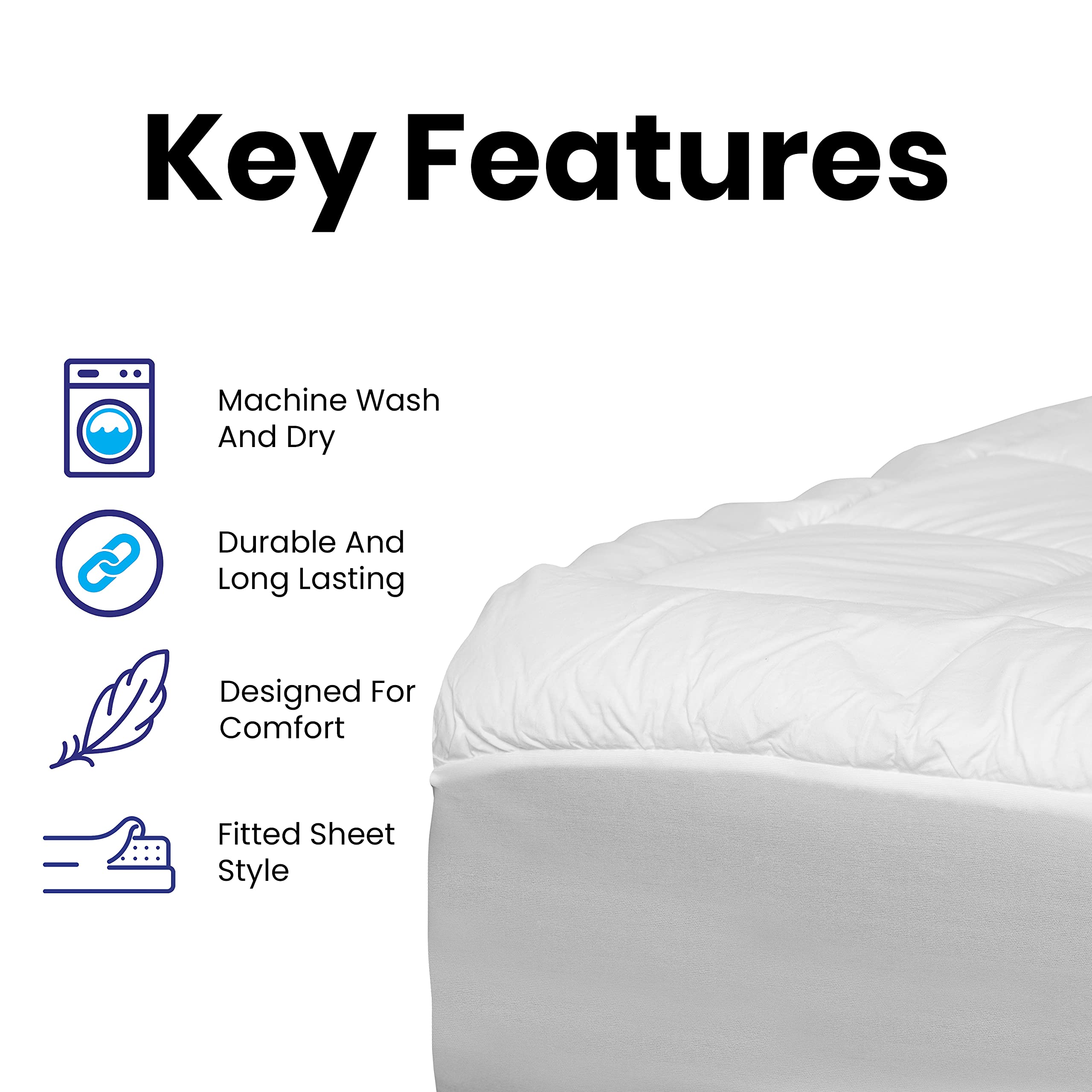 EMMA + OLIVER Twin Size Fitted Mattress Pad - 8"-21" Deep Pocket Fitted Quilted Topper - Breathable Cotton Top
