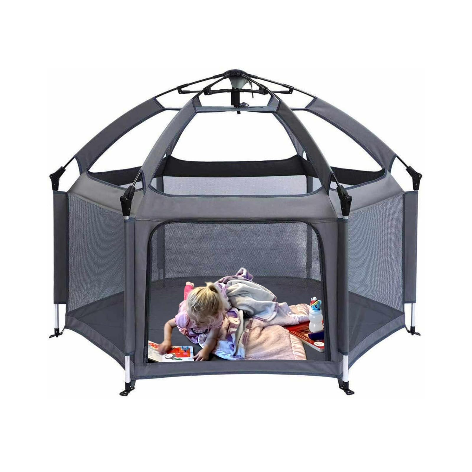 Barton Moore Pop Up Baby Play Pen: Large Portable Play Yard for Babies and Toddlers, Ideal for The Beach, Camping, RV Indoor and Outdoor Use, Compact, Lightweight and Packable for Travel.