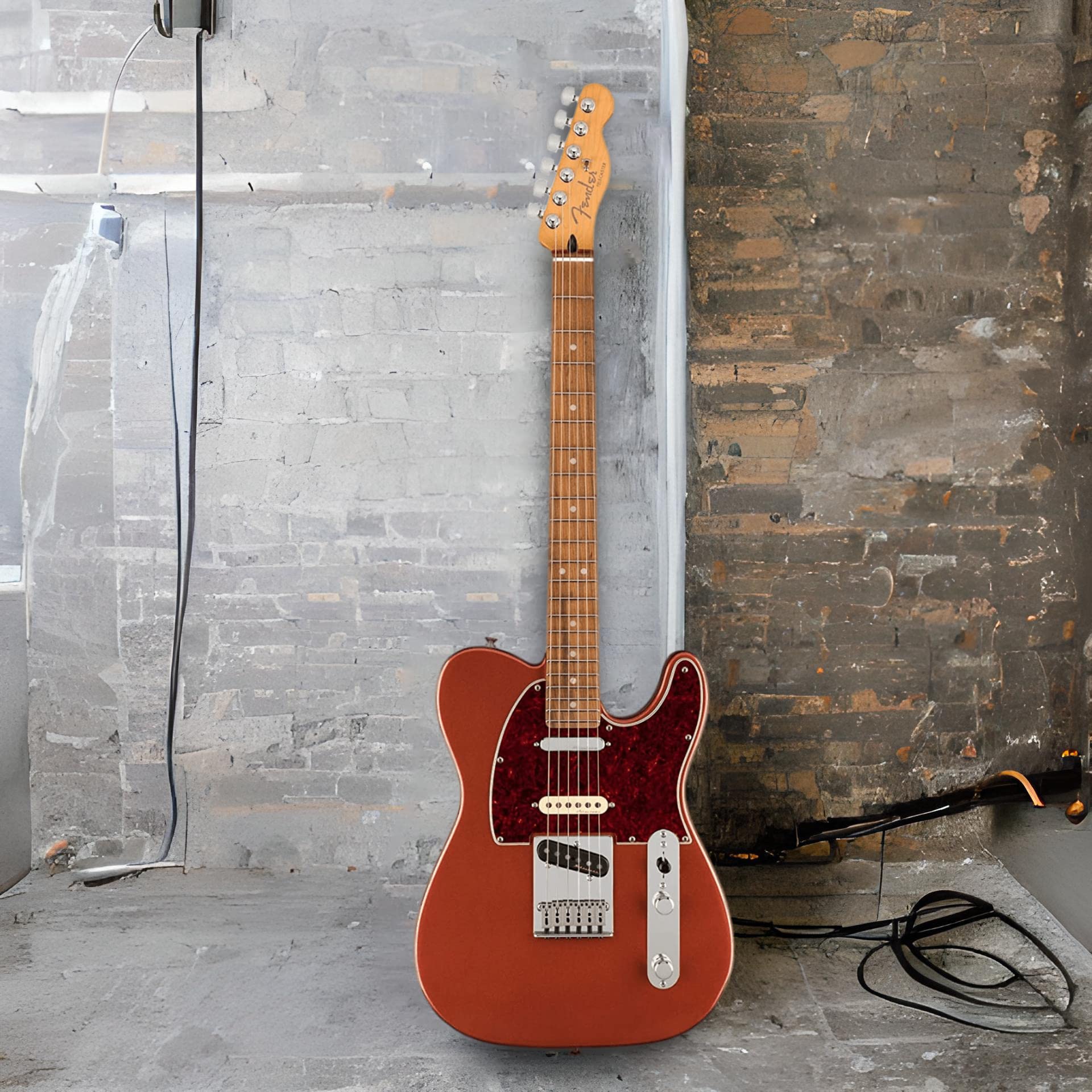 Fender Player Plus Nashville Telecaster Electric Guitar, with 2-Year Warranty, Aged Candy Apple Red, Pau Ferro Fingerboard
