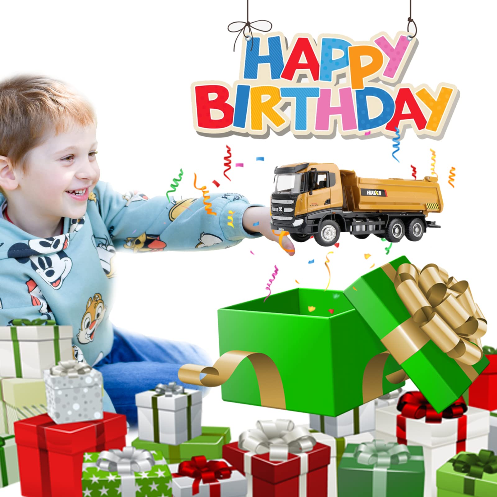 Gemini&Genius Construction Dump Truck Toy, Heavy Duty Alloy Construction Toys Vehicle, 1:50 Scale Diecast Site Dumper, Toy Trucks for Kids 8,9,10,11,12 Year Old and up