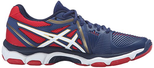 ASICS Women's Gel-Netburner Ballistic Volleyball Shoe, Estate Blue/White/True Red, 13 M US