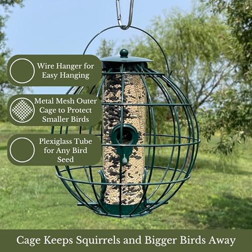 Backyard Essentials Orb Caged Seed Feeder for Wild Birds, Petite Orb Caged Seed Feeder for Outdoors