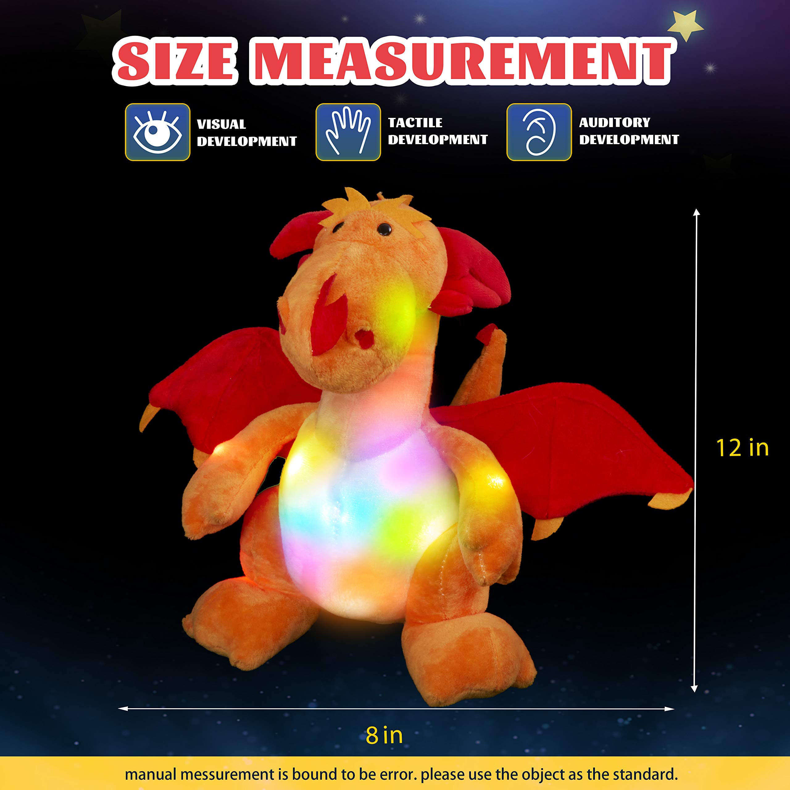 Glow Guards 12’’ Musical Light up Charizard Dragon Stuffed Animal Plush Toy Night Lights Doll Holiday and Birthday Gifts for Kids
