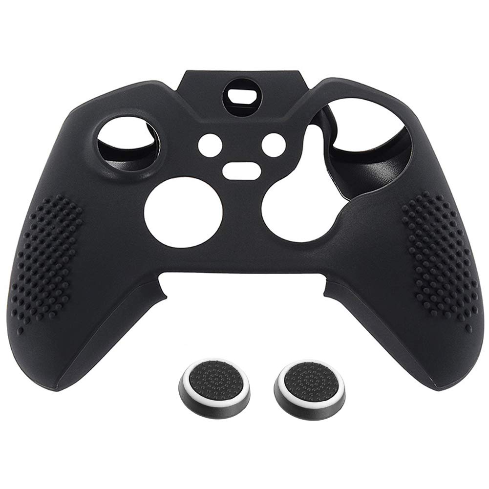 Antil-Slip Silicone Controller Cover Protective Case for Xbox One Elite Controller Soft Cover Skin with 2 Thumb Grips(Black)