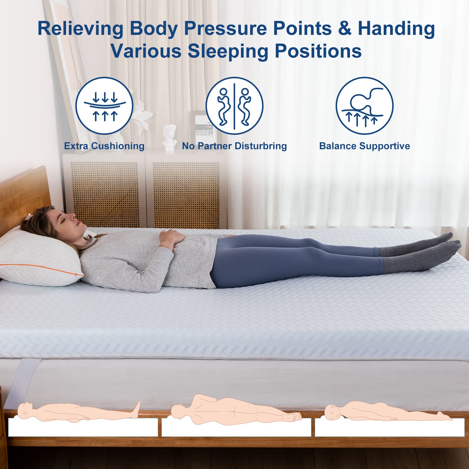 Maxzzz 4 Inch Gel Memory Foam Mattress Topper King Size High Density Bed Mattress Pad Pressure Relief Bed Topper with Remover Soft Cover, Certipur-Us & Oeko-Tex Certified White