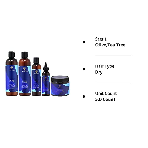 As I Am Dry & Itchy Scalp Care Olive & Tea Tree Oil Shampoo + Conditioner 12oz + Leave-In 8oz + Oil Treatment 4oz + CoWash 16oz