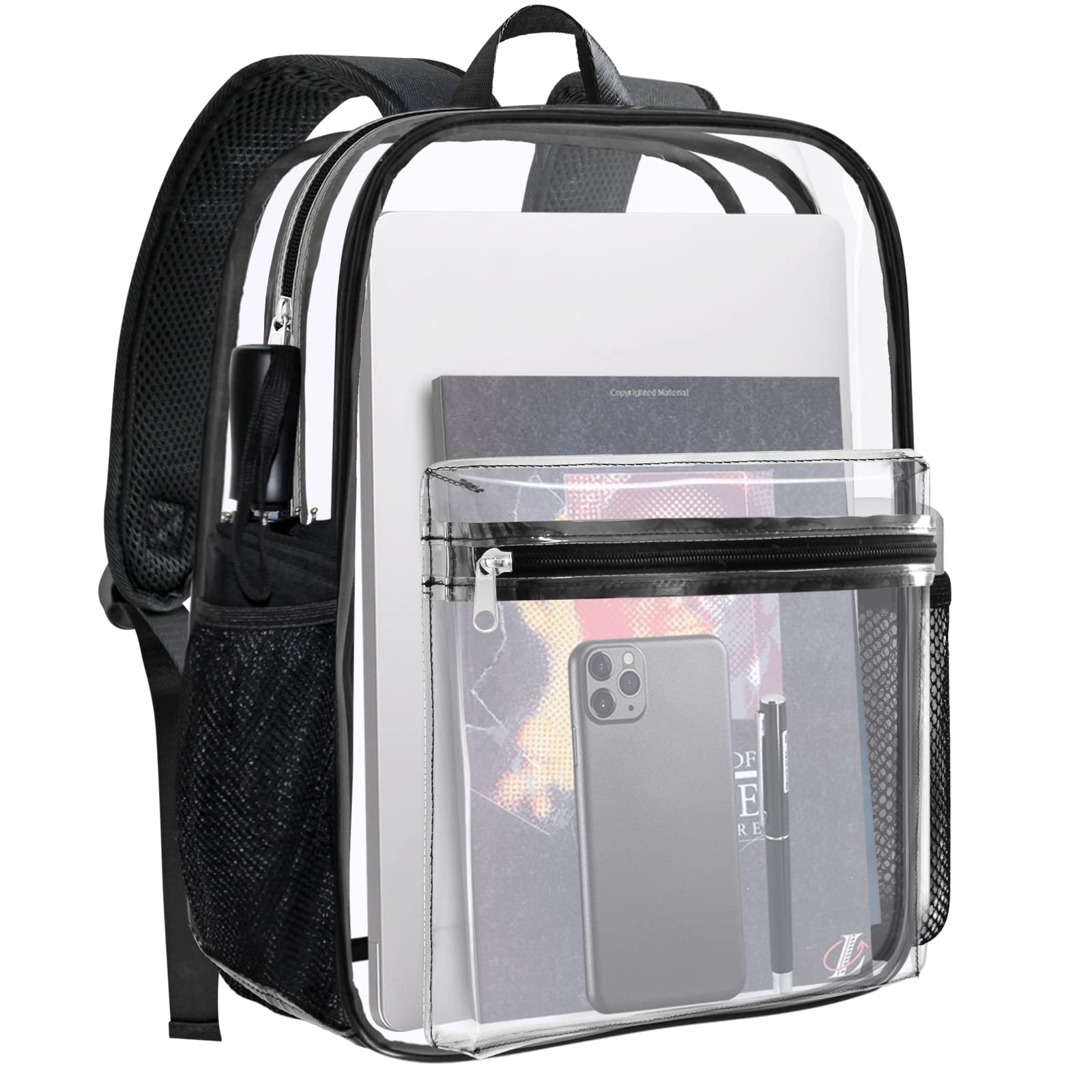 AZKAQA Clear Backpack Transparent See Through Backpack for Security Sports Work Travel Stadium Casual Daypack Backpacks
