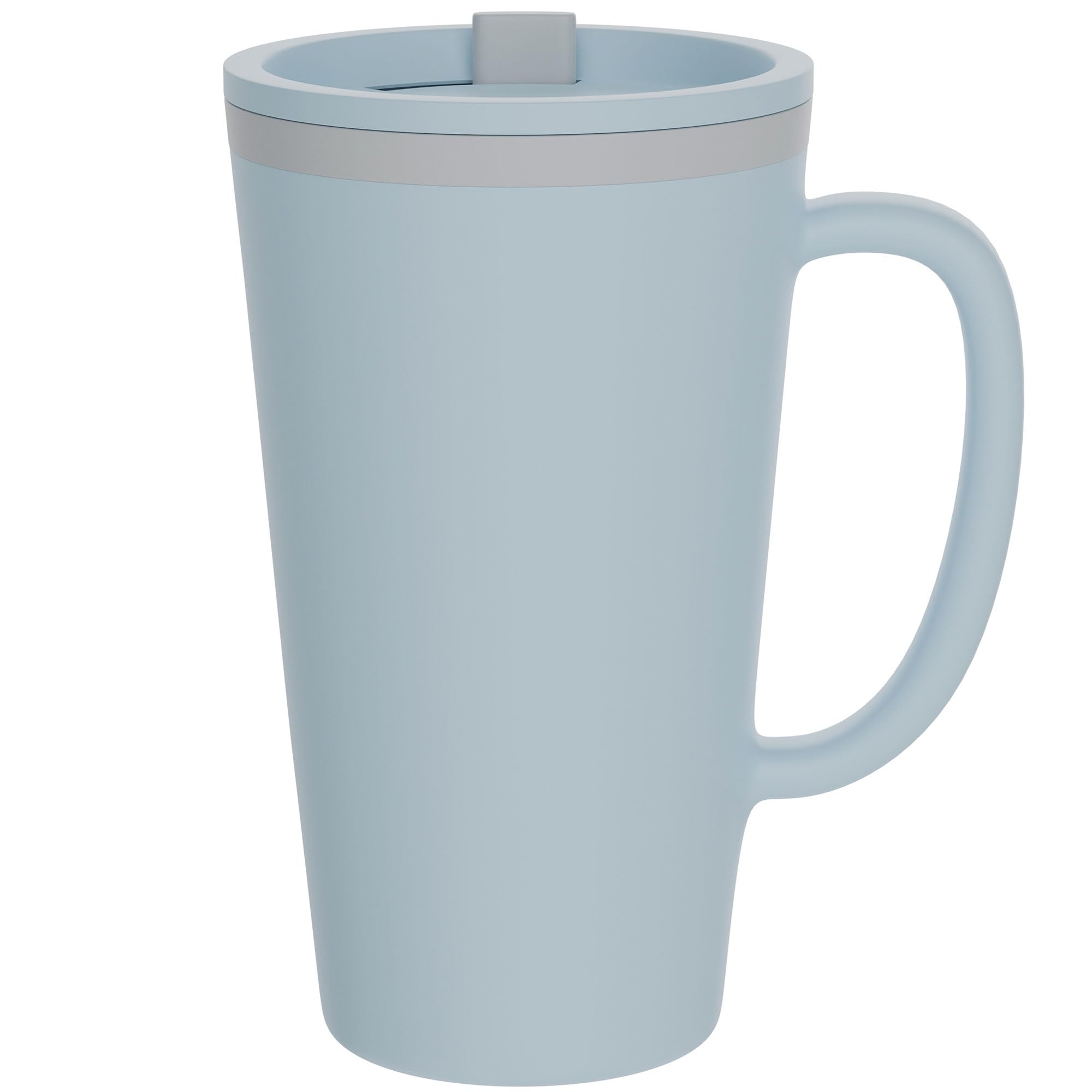 Copco Cone 16oz Insulated Travel Mug with Handle, Double Wall, Slide-Closure Lid, BPA-Free, Microwave & Dishwasher Safe, Reusable Plastic Travel Coffee Tumbler - Portable Coffee Cup (Light Blue)