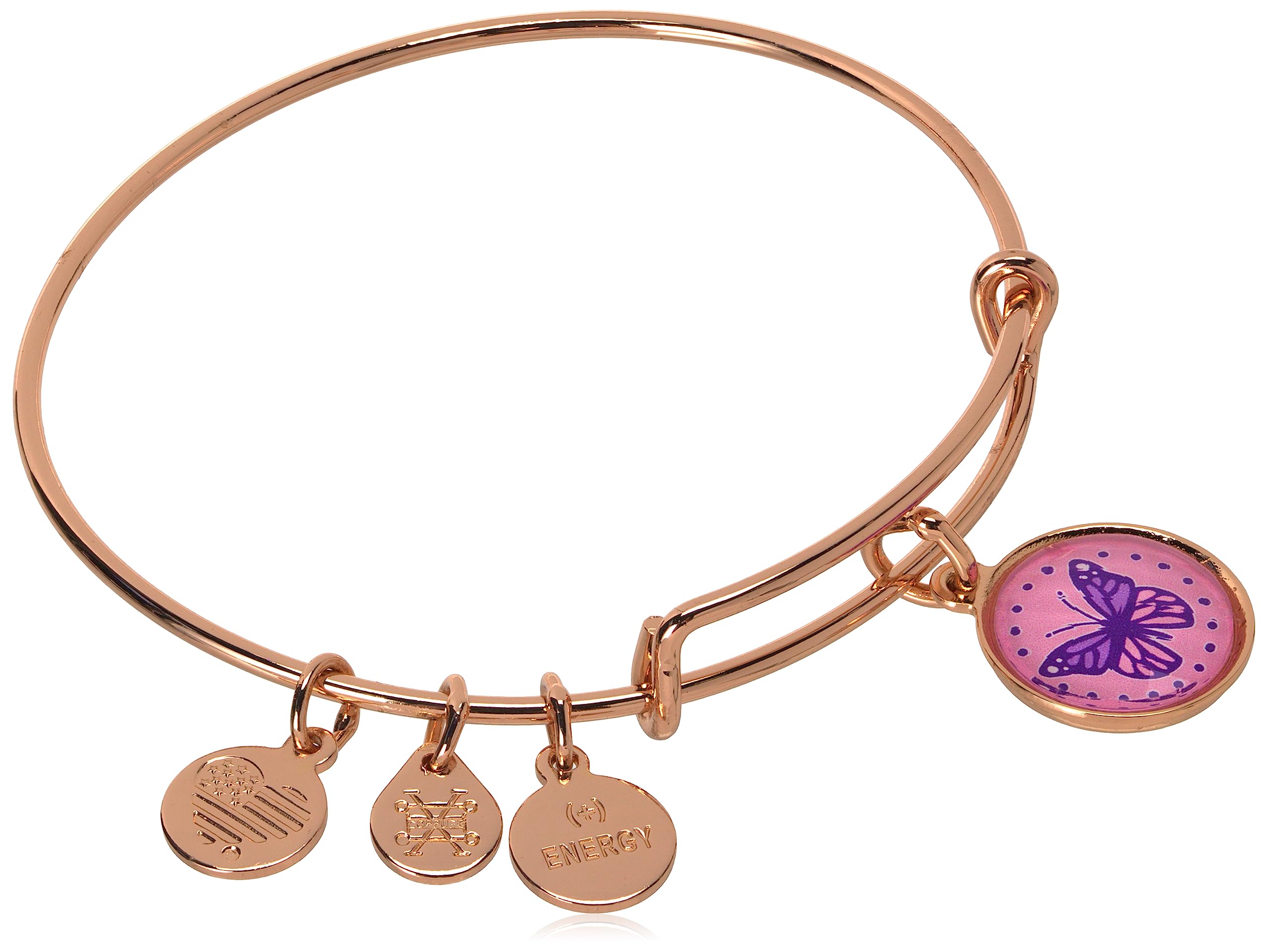 Alex and Ani Candy Crystals Butterfly Bracelet Shiny Rose Gold One Size
