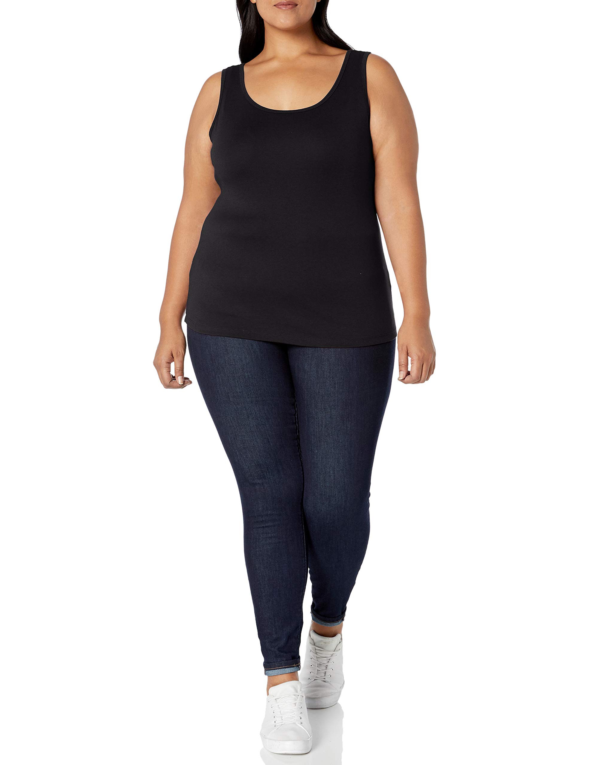 Amazon Essentials Women's Tank Top (Available in Plus Size), Black, 3X