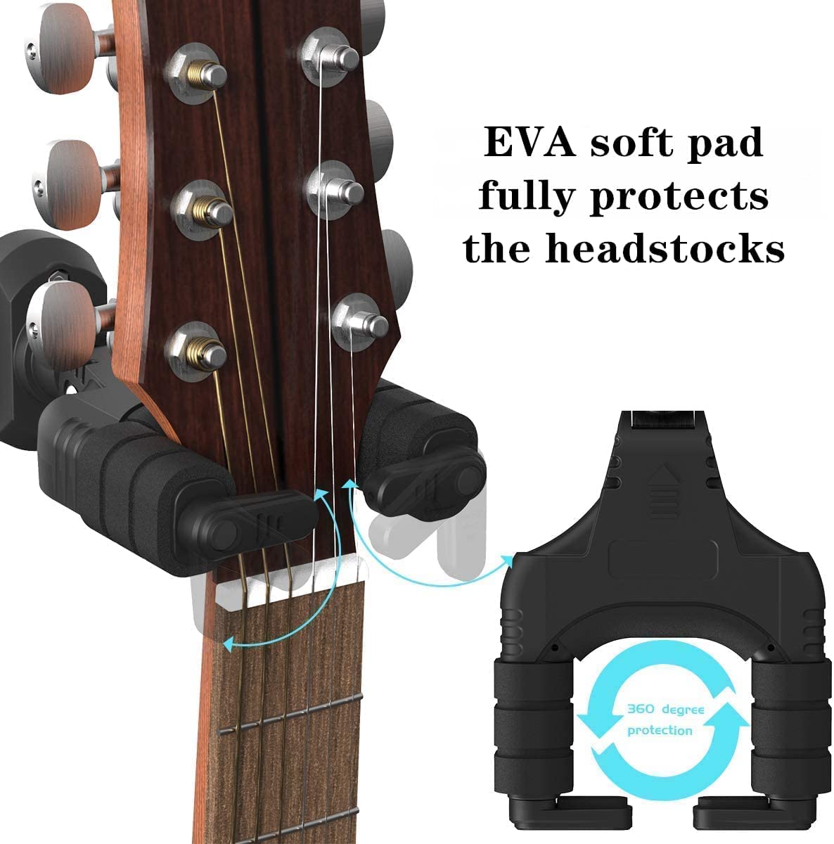 AUPHY Guitar Wall Mount Hanger Hook with Automatic Lock for Electric Acoustic Guitars Bass（Not for Nitro Finish）