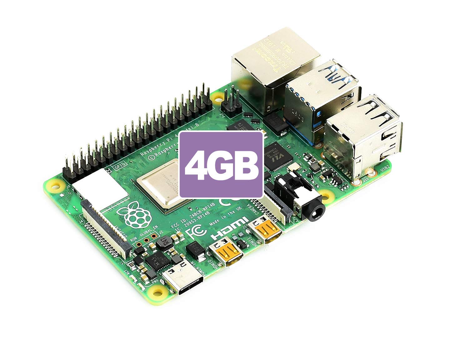 Waveshare Accessory Compatible with Raspberry Pi 4 Model B 4GB RAM with Powerful Processor Faster Networking Support Dual 4K Output and Different Choice of RAM Comes with a Copper Heat Sink