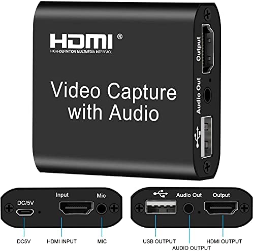 Audio Video Capture Card USB3.0, HDMI Video Capture Device 4K 1080P 60FPS, Game Capture Card for Switch, HD Ultra-Low Latency for Live Streaming
