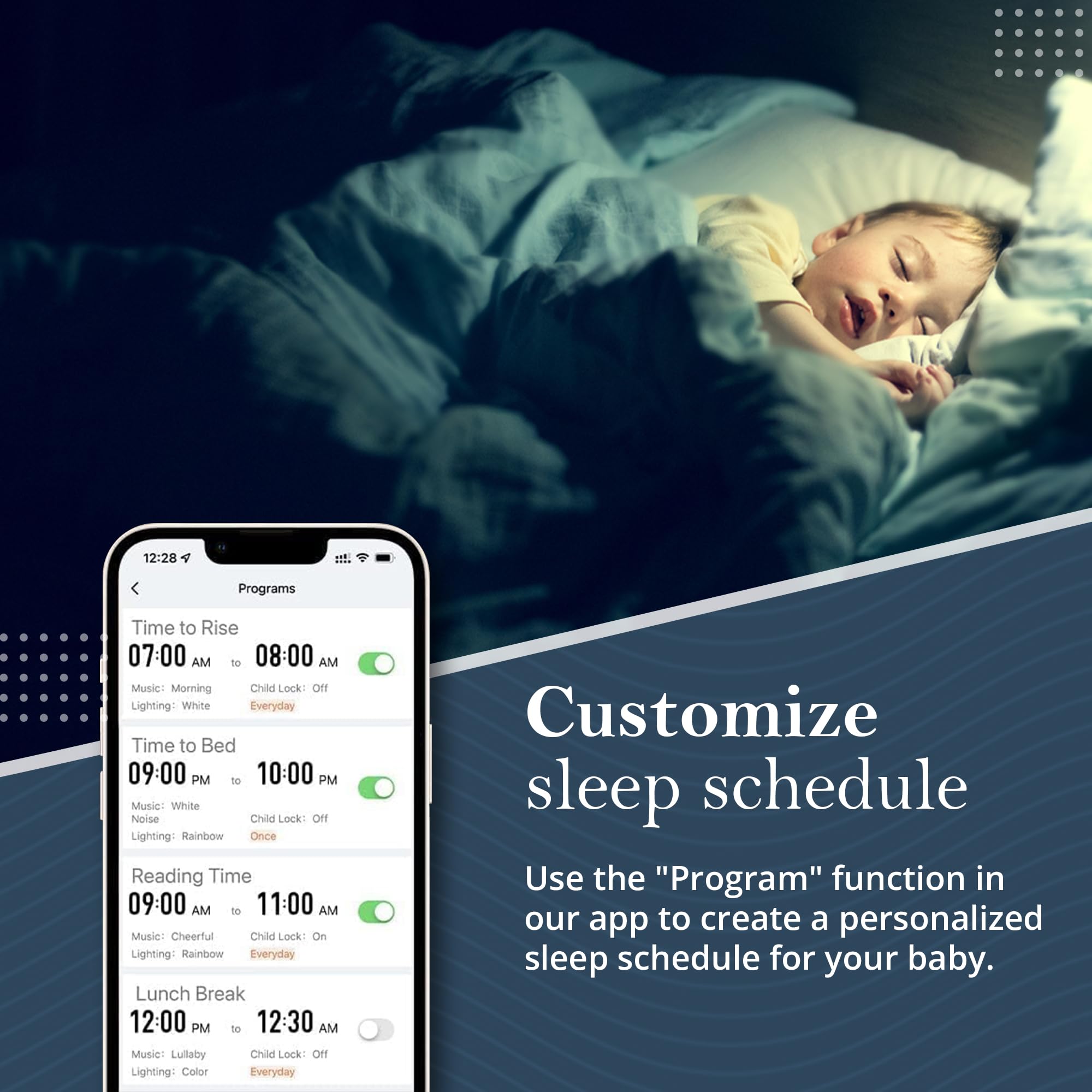 Baby Sound Machine for Better Sleep - White Noise Soother with Baby Night Light, Voice Control, App-Enabled Settings, Toddler Sleep Trainer - 34 High-Fidelity Relaxing Sounds