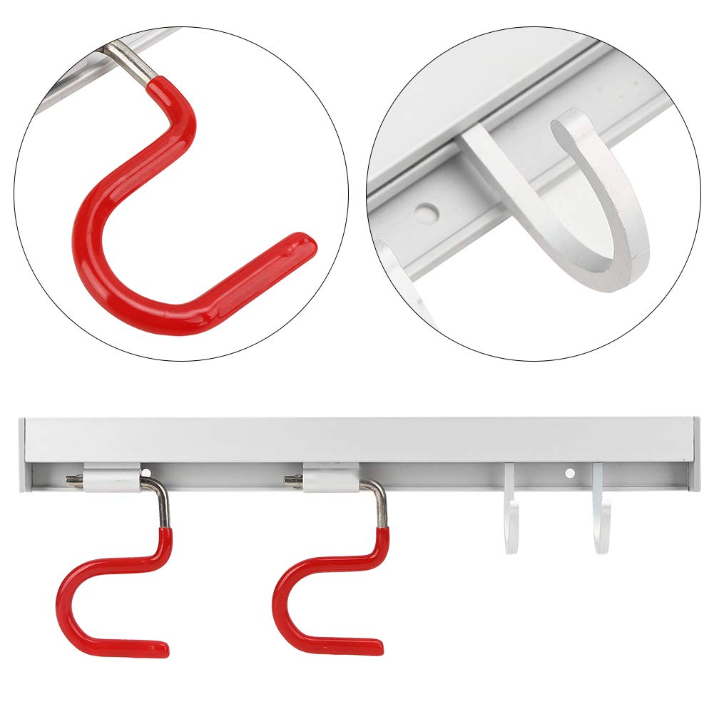 BORDSTRACT Mop Holder, S‑Shaped Mop Broom Storage Rack, Wall Mounted Mop Holder with Hooks for Home Toilet Bathroom(2 Hanger 2 Hook)