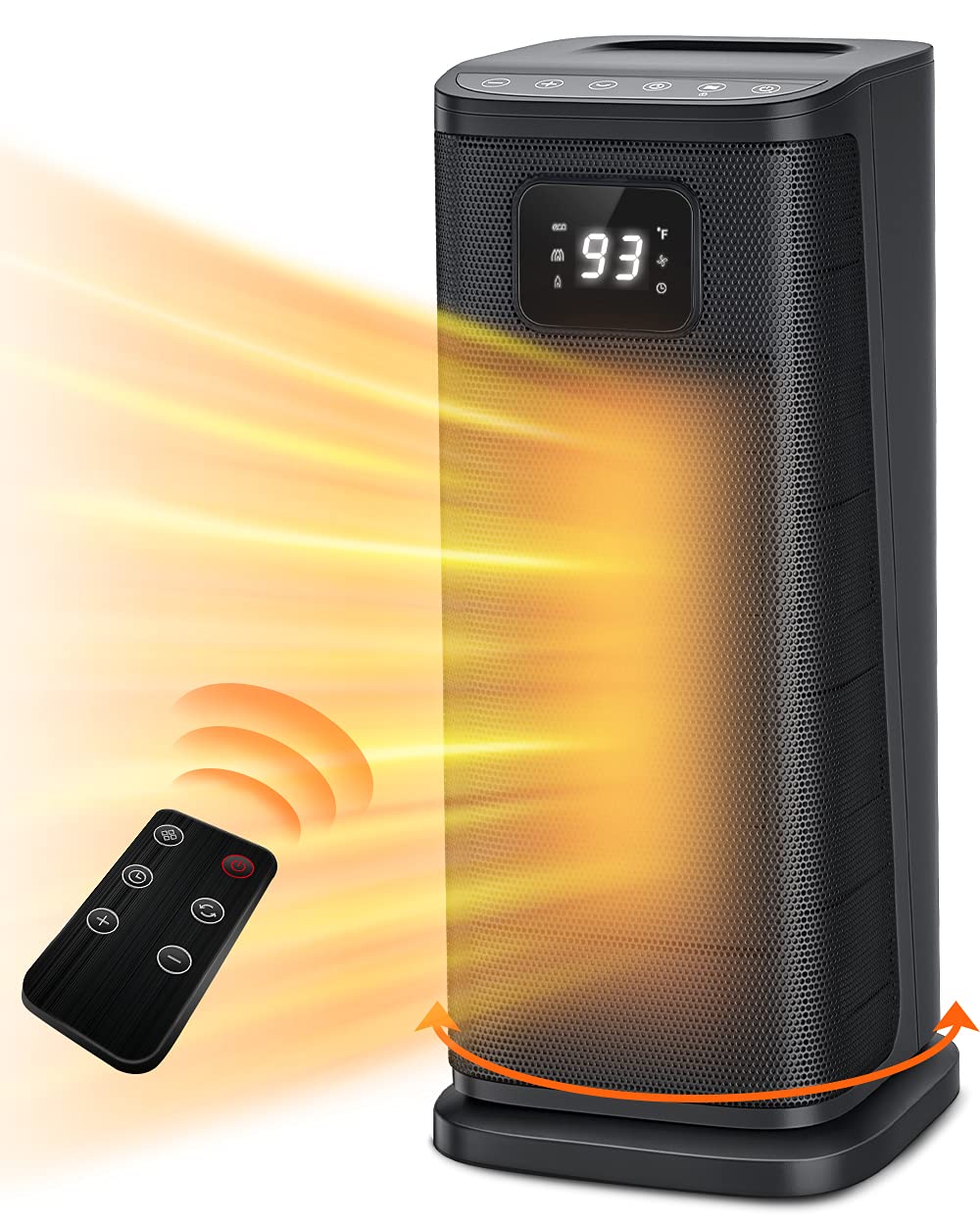 FHstars Space Heater for Indoor Use, 1s Fast Heating Electric Oscillating Portable Heaters with Thermostat, 1500W Ceramic PTC Room Heater with 4 Modes, 24H Timer, LED Display, Safe for Office Use…